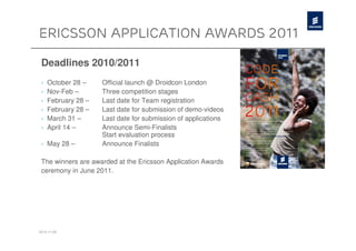 Ericsson Application Awards 2011 | PPT