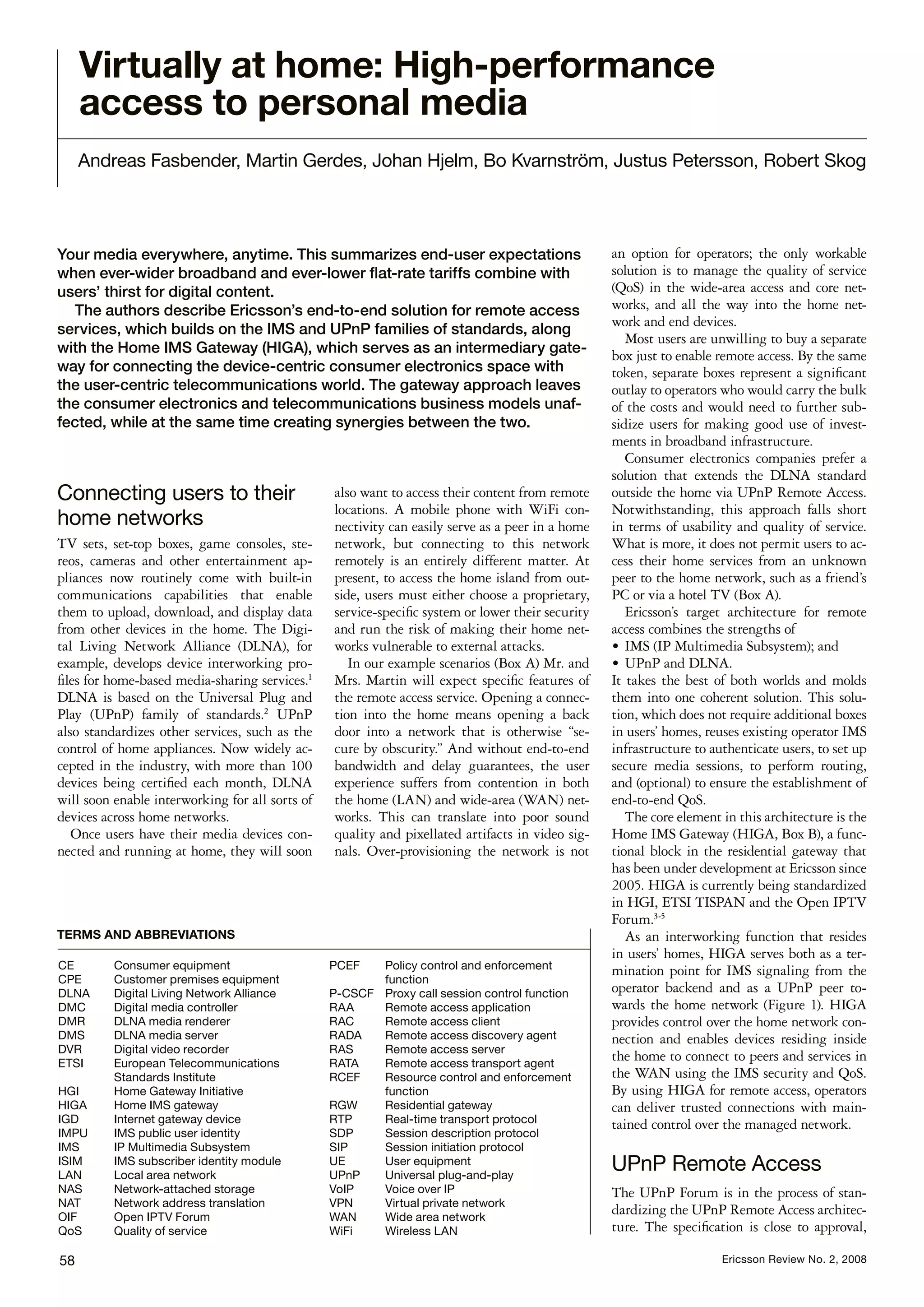 Ericsson Connected Home Solution | PDF