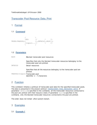 Ericsson MSC commands | DOCX