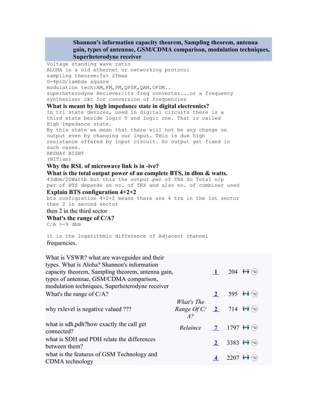 Ericsson technical interview questions | DOC | Computer Networking | Computing