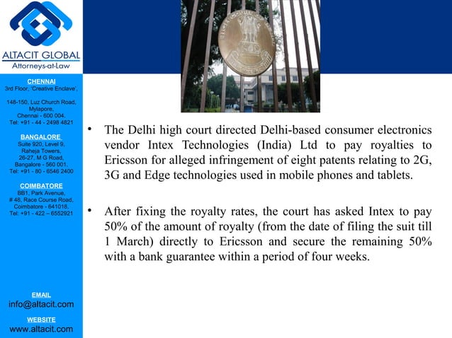 Ericsson vs intex an overview of software patenting | PPT