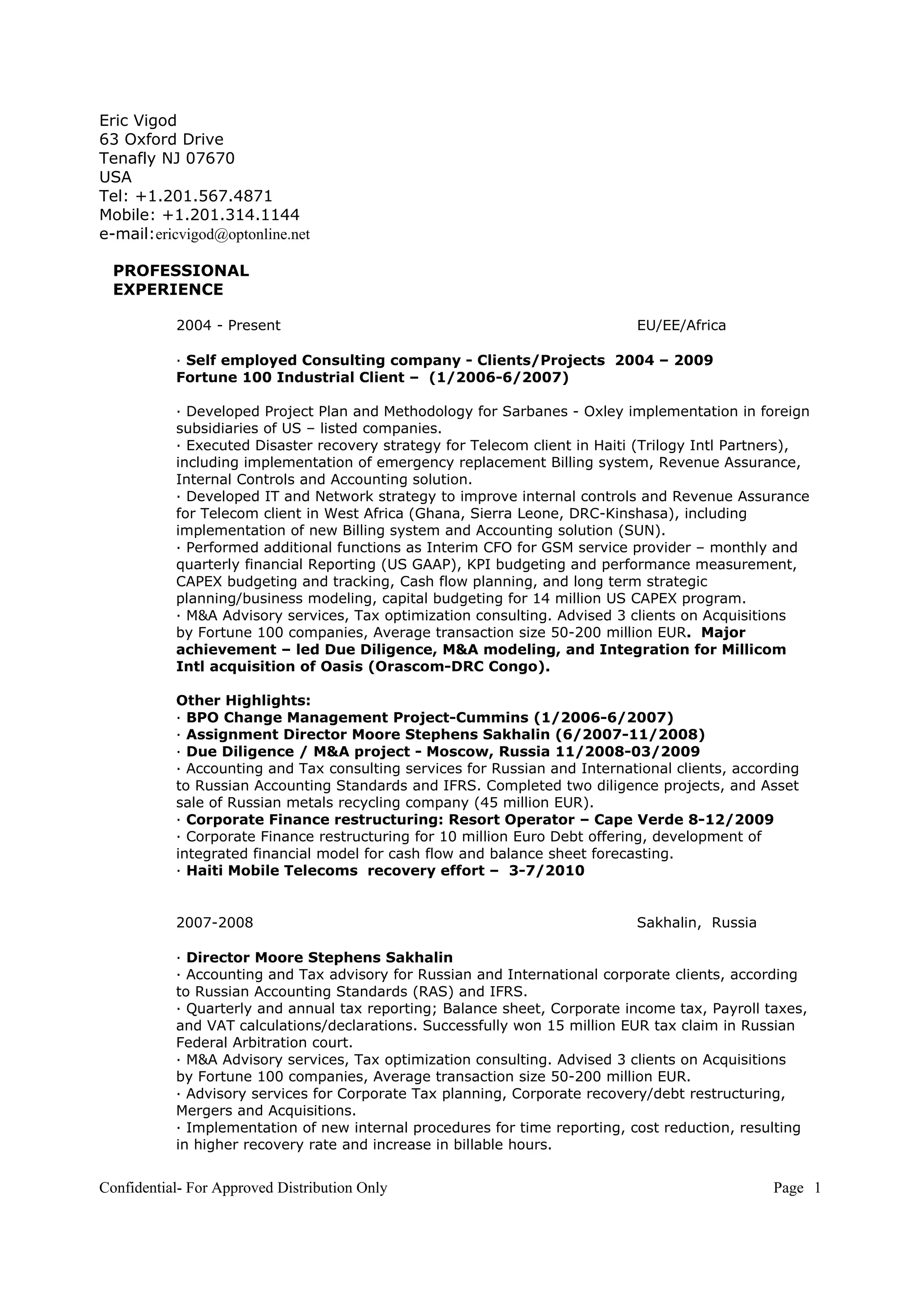 Eric Vigod Cv V2011.2 | PDF