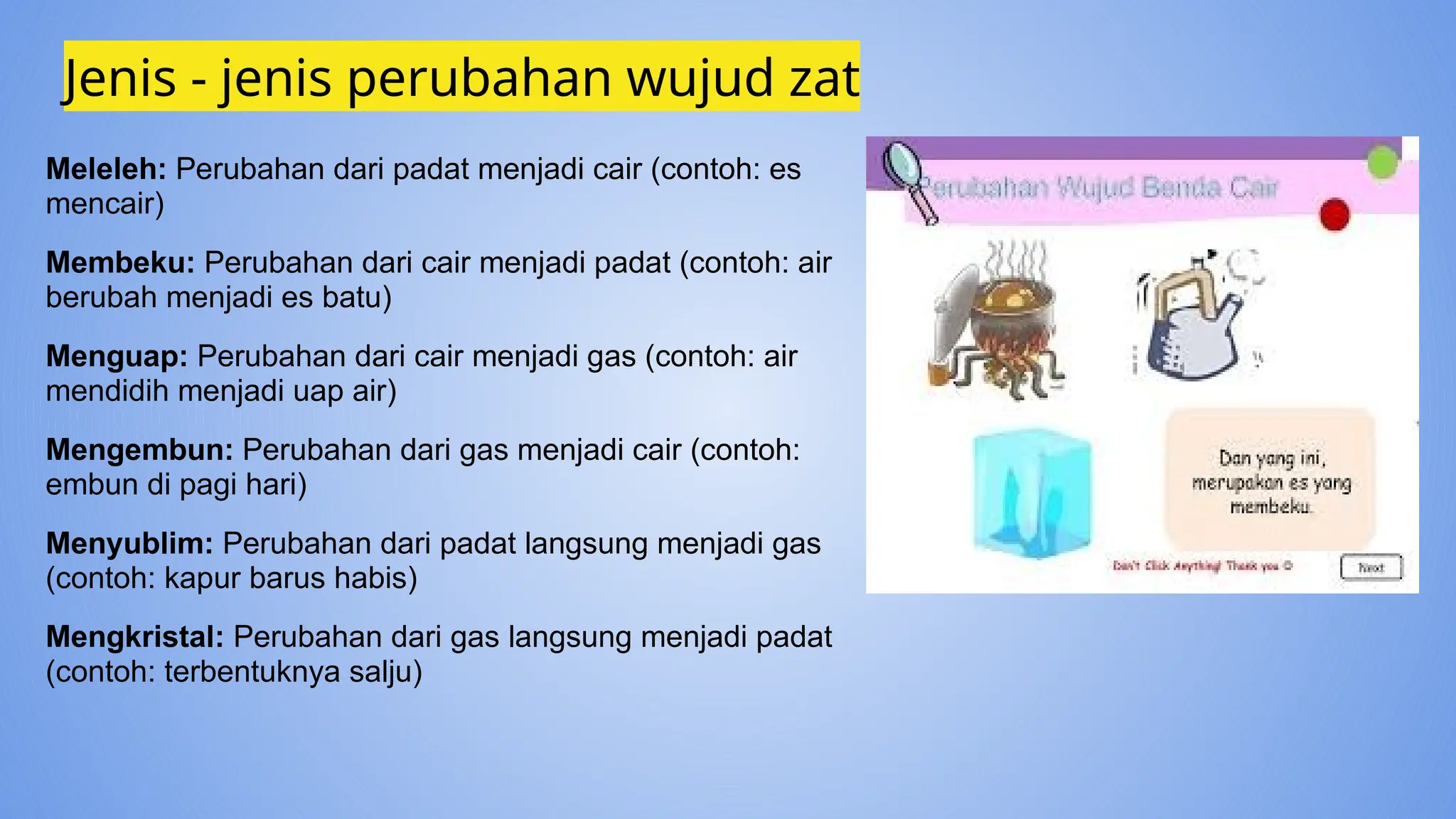 PPT perubahan wujud zat kelas 7 SMPN 4 Sumberjaya | PPT