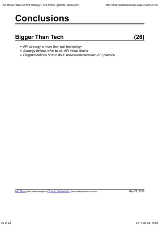 APIdays Zurich 2019 - The Three Pillars of API Strategy Erik Wilde ...