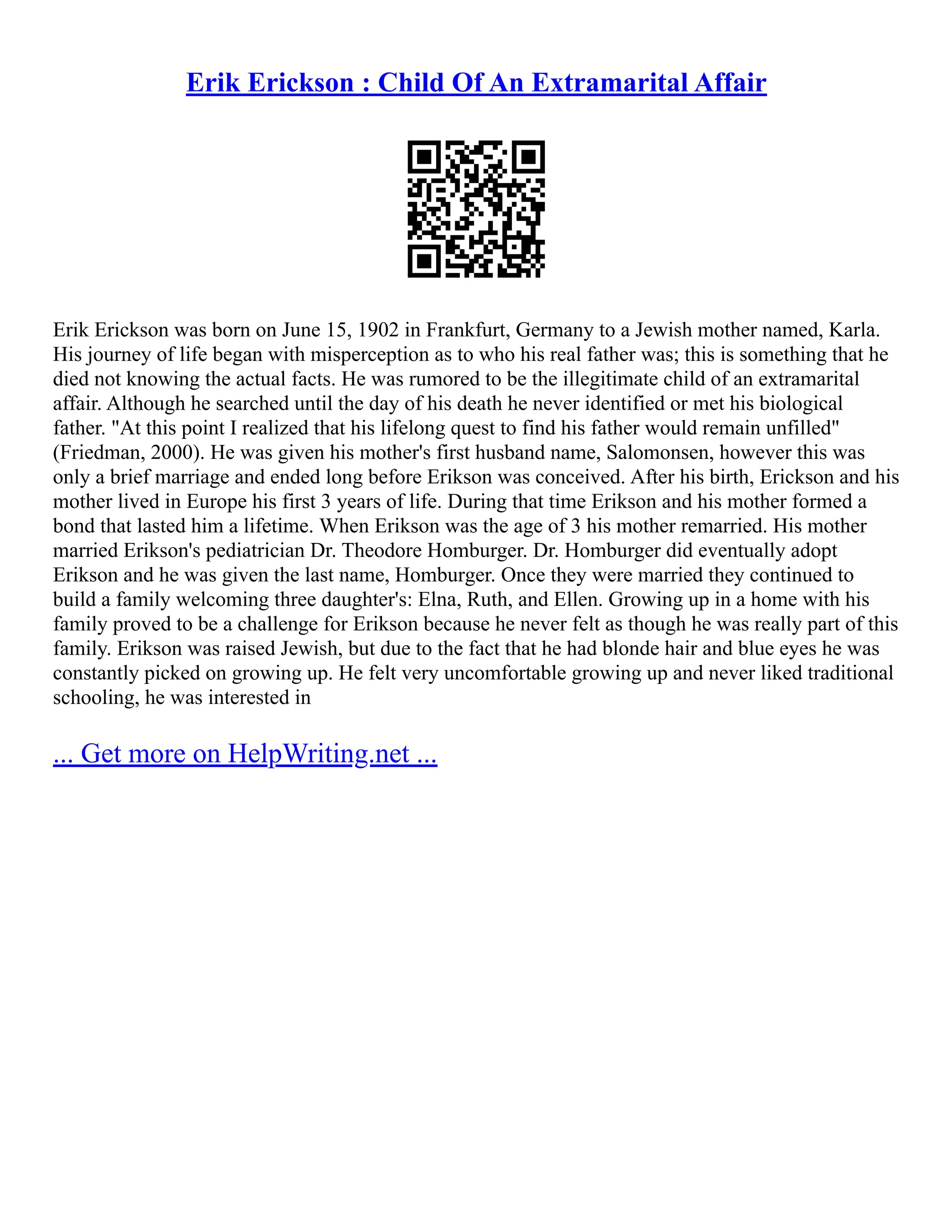 Erik Erickson Paper | PDF