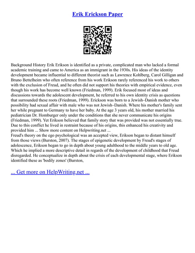 Erik Erickson Paper | PDF