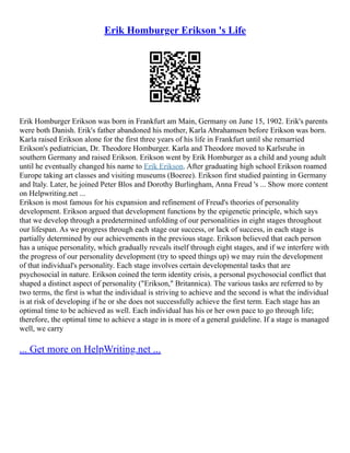 Erik Erickson Psychosocial Stages | PDF