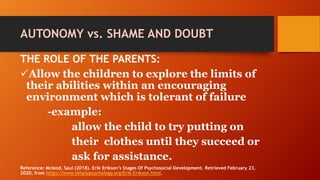 ERIK ERIKSON STAGES OF PSYCHOSOCIAL DEVELOPMENT | PPTX