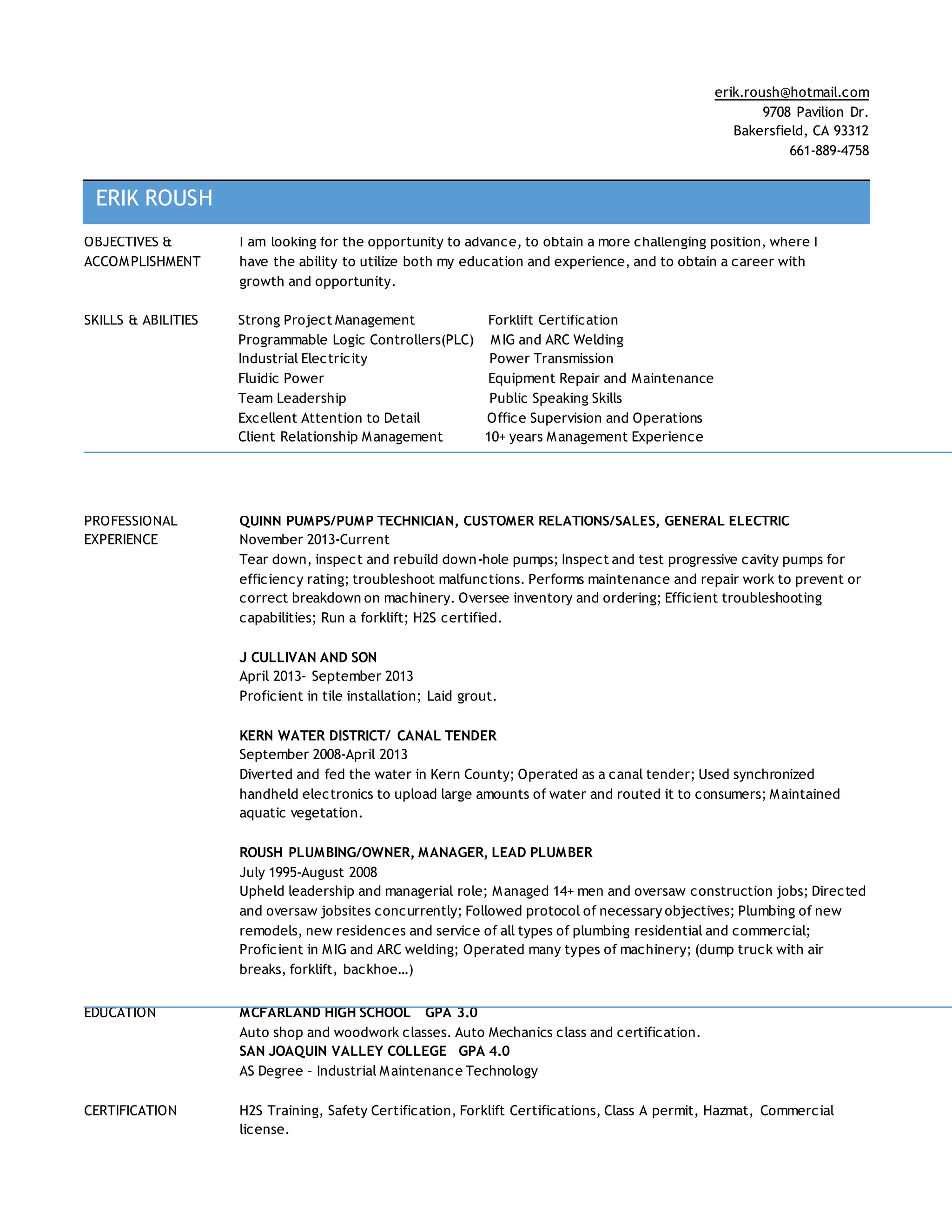 Erikroush resume | DOCX