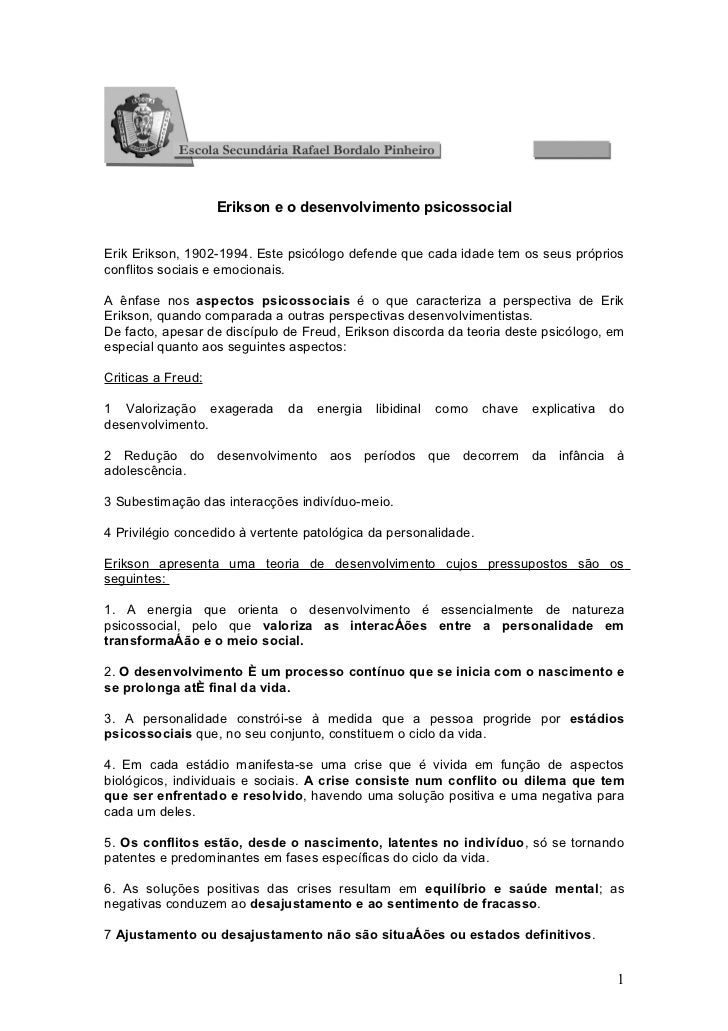 Erikson E O Desenvolvimento Psicossocial