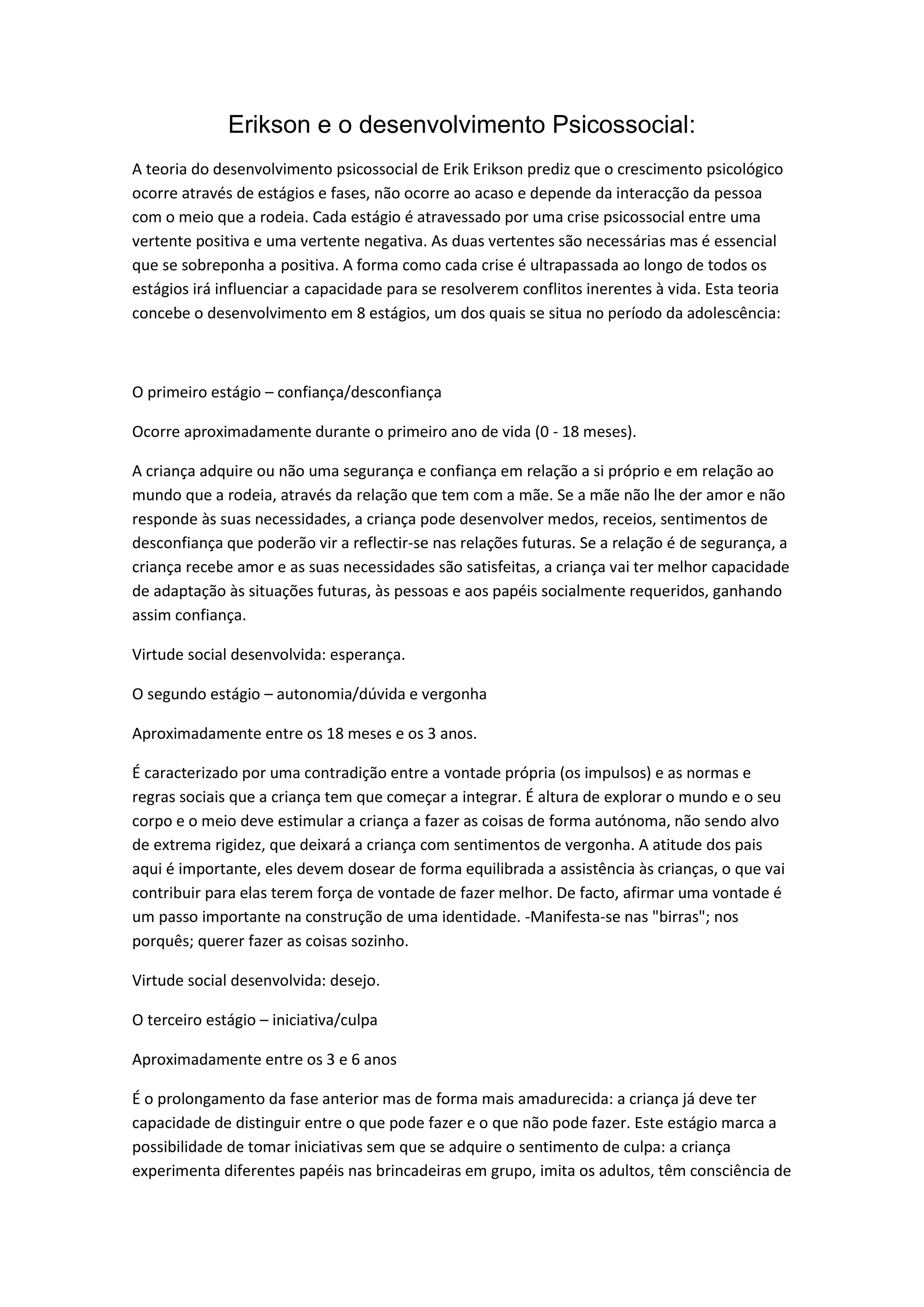 Erikson E O Desenvolvimento Psicossocial Pdf