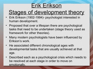 Erikson, freud, maslow.theories of development | PPT