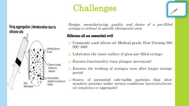 Silicon oil and prefilled syringes