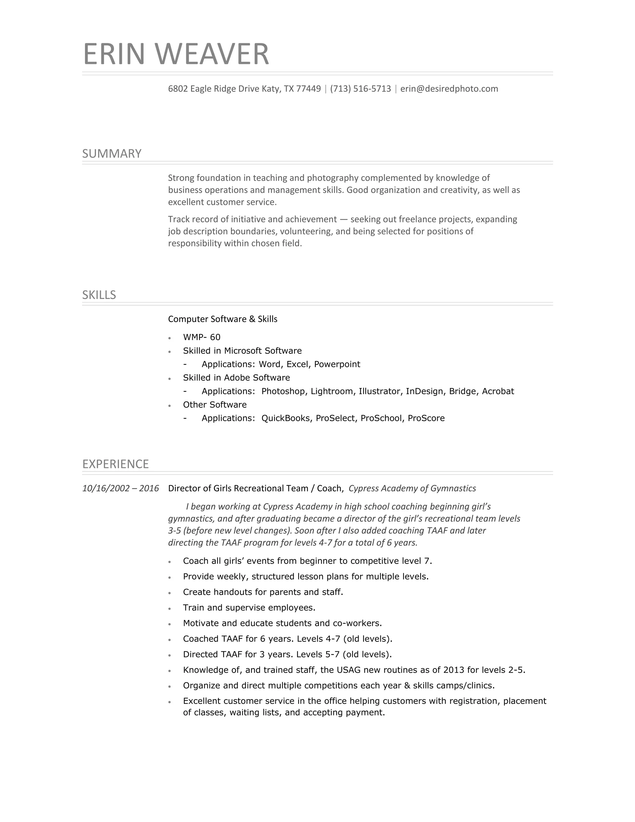 Erin Weaver - Resume 2016 | PDF