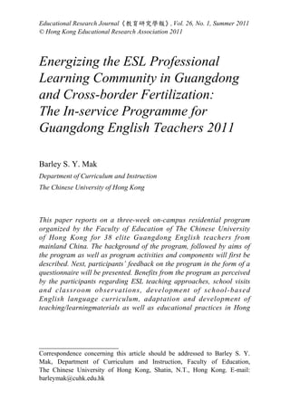 in-service program for English teachers | PDF