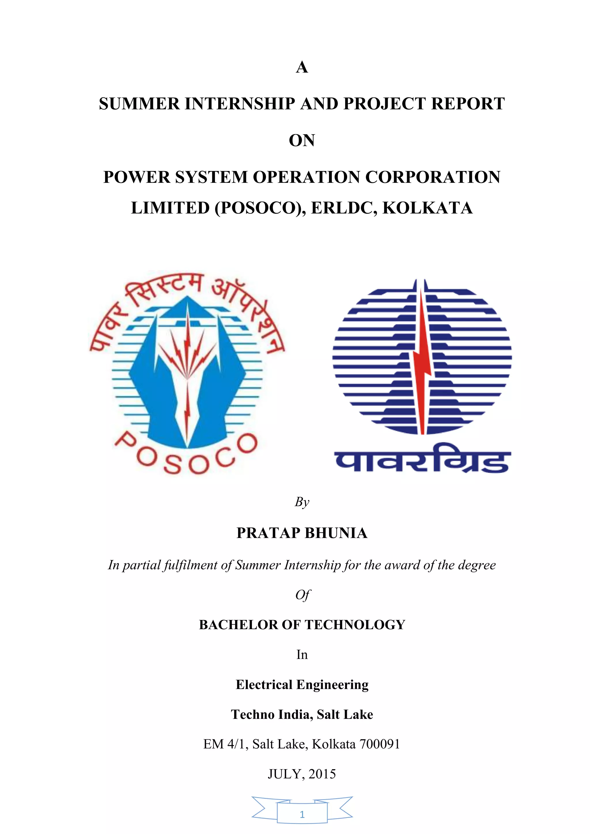 Summer Internship and Project Report on Power System Operation Corporation Limited (POSOCO) at ...