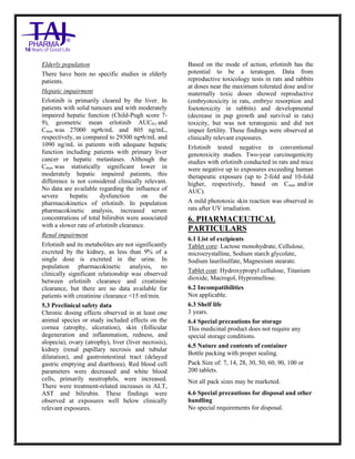 Erlotinib Tablet USP Taj Pharma SmPC | PDF