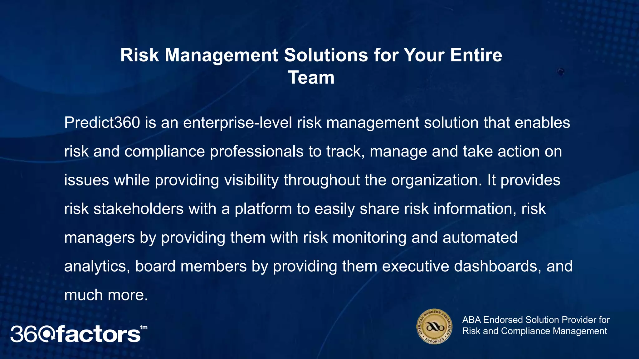 Predict360 Enterprise Risk Management Software | PPTX