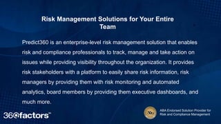 Predict360 Enterprise Risk Management Software | PPTX