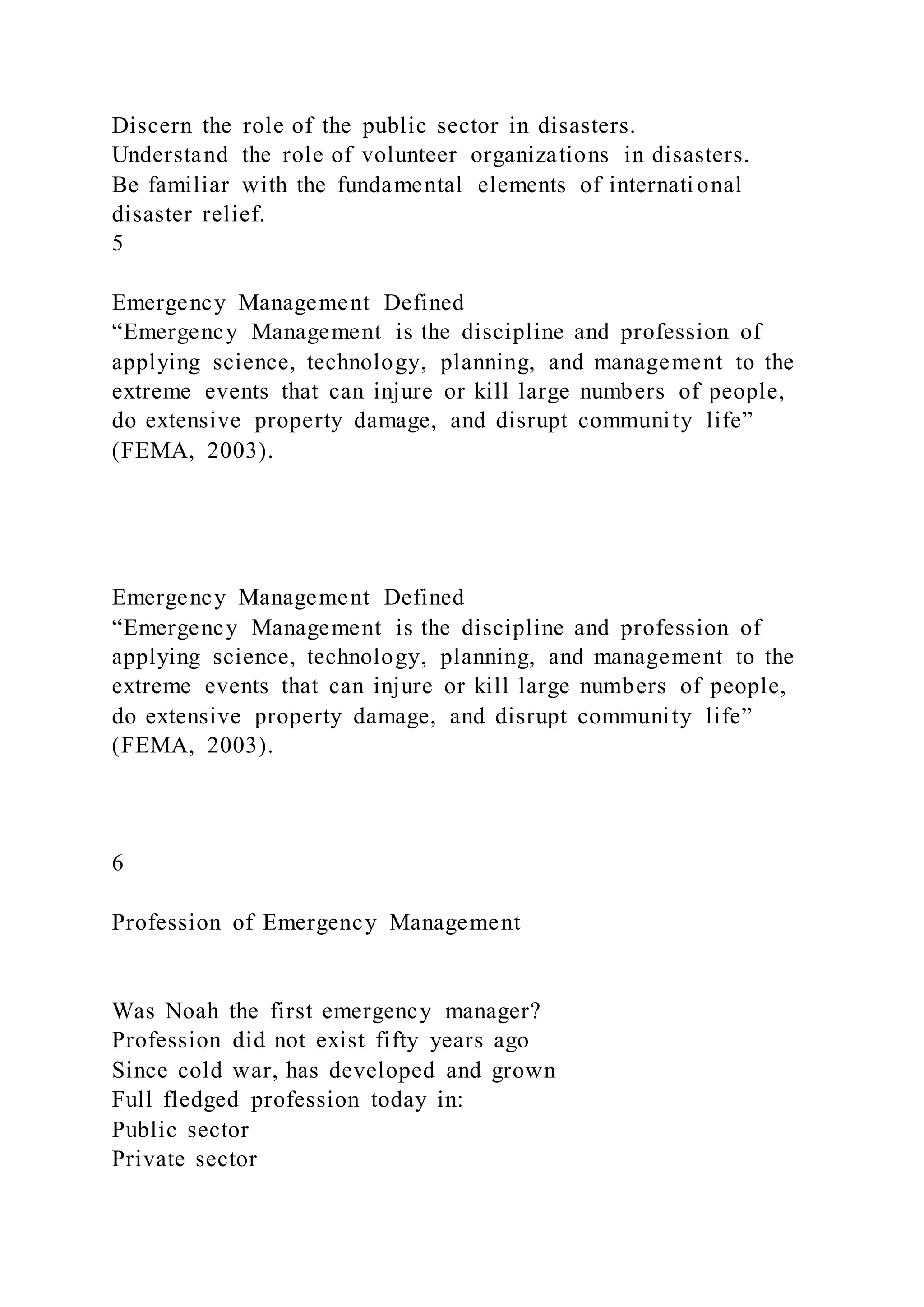 ERM 1200 Introduction to Emergency ManagementModule 1 Chapter | PDF