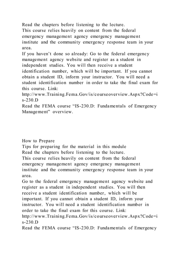 ERM 1200 Introduction to Emergency ManagementModule 2 Chapter | PDF