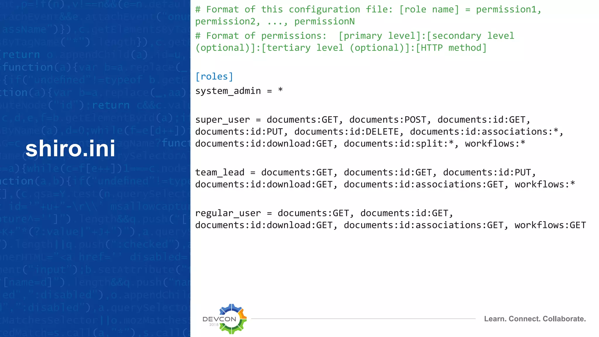 Alfresco DevCon 2018: Role Based Access Control with Apache Shiro | PPT