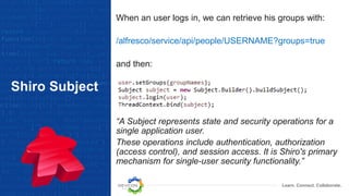 Alfresco DevCon 2018: Role Based Access Control with Apache Shiro | PPT