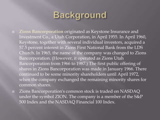 ERM Assessment on Zions Bancorporation | PPTX