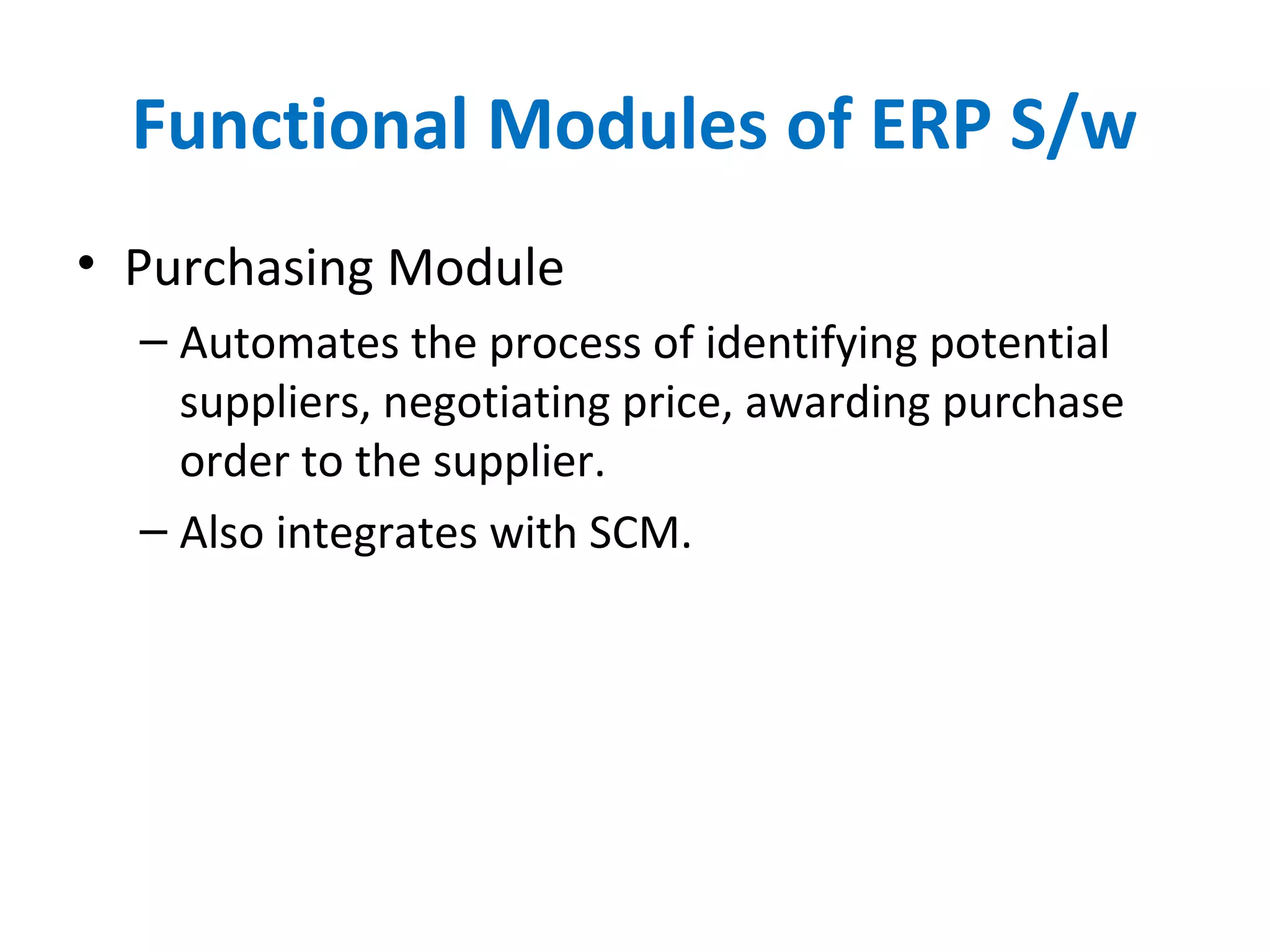 Functional Modules of ERP By Dr. B. J. Mohite | PPT