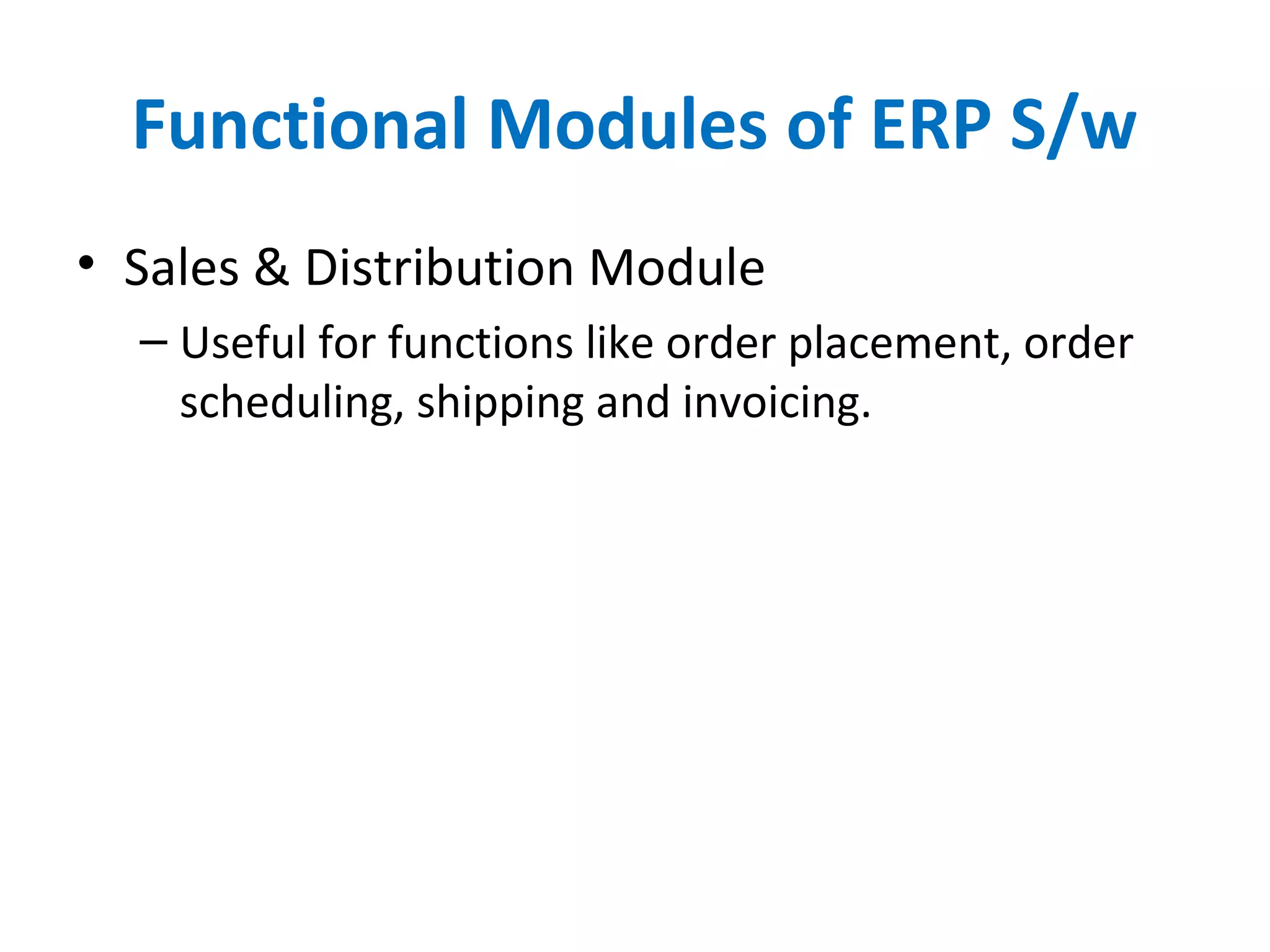 Functional Modules Of Erp By Dr B J Mohite Ppt