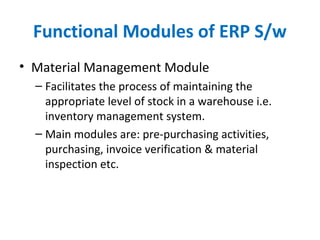 Functional Modules of ERP By Dr. B. J. Mohite | PPT