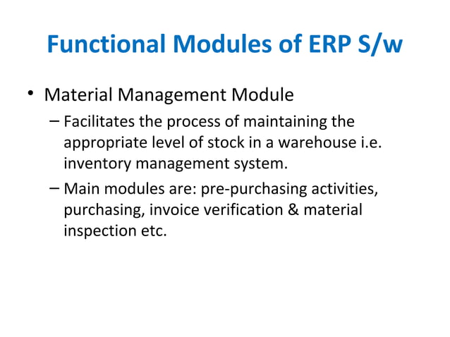 Functional Modules of ERP By Dr. B. J. Mohite | PPT | Free Download