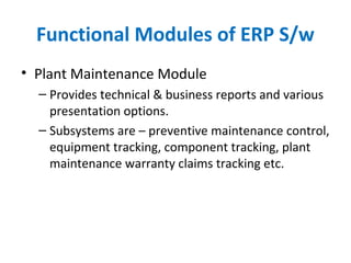Functional Modules of ERP By Dr. B. J. Mohite | PPT