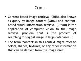 riview paper on content based image indexing rerival | PPT