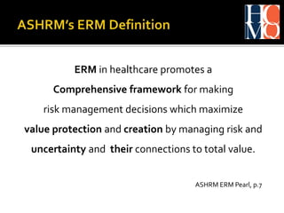 Enterprise Risk Management in Healthcare Organisations “Going Beyond ...