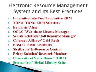 Electronic Resource Management in the library | PPTX