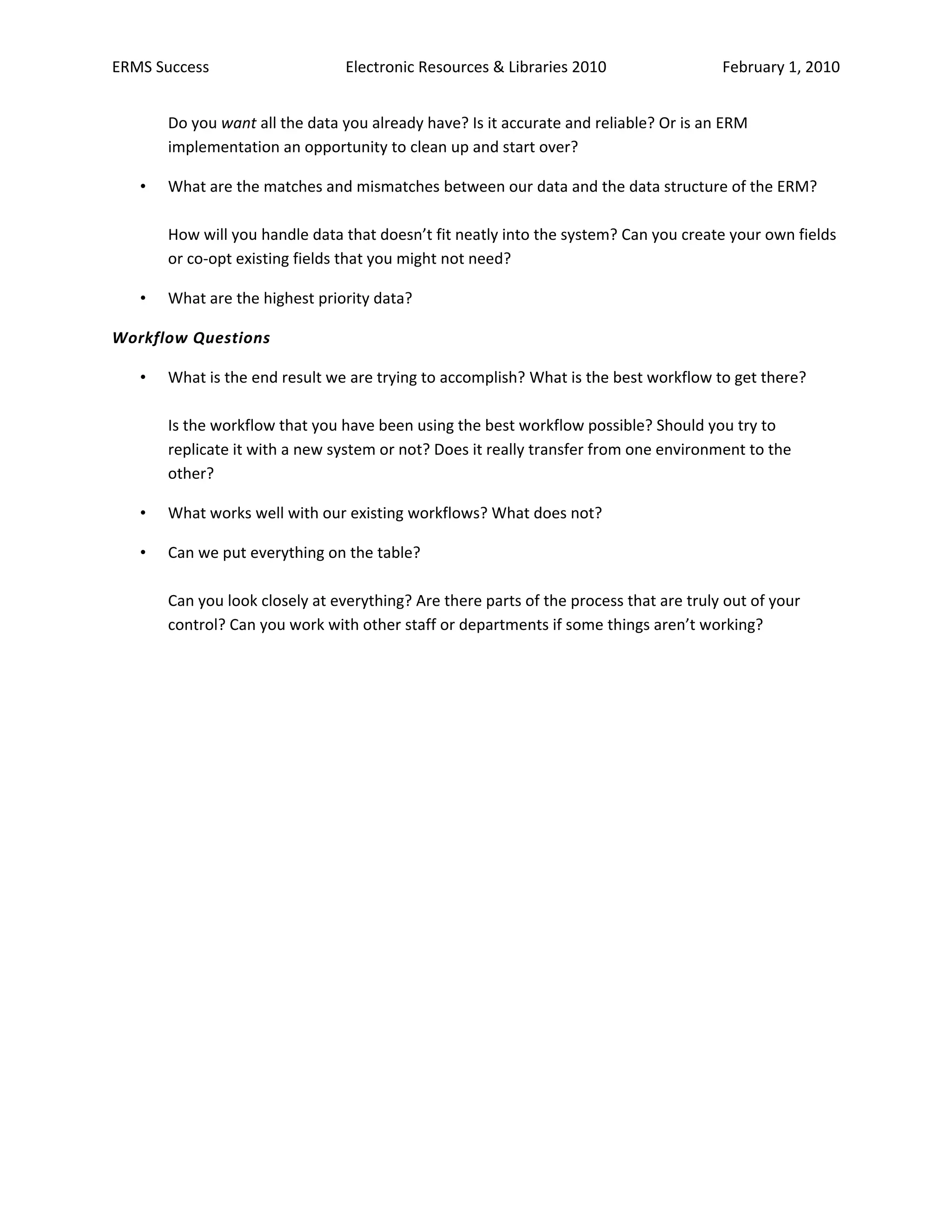 ERMS Success: Questions to Ask | PDF