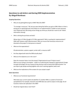 ERMS Success: Questions to Ask | PDF