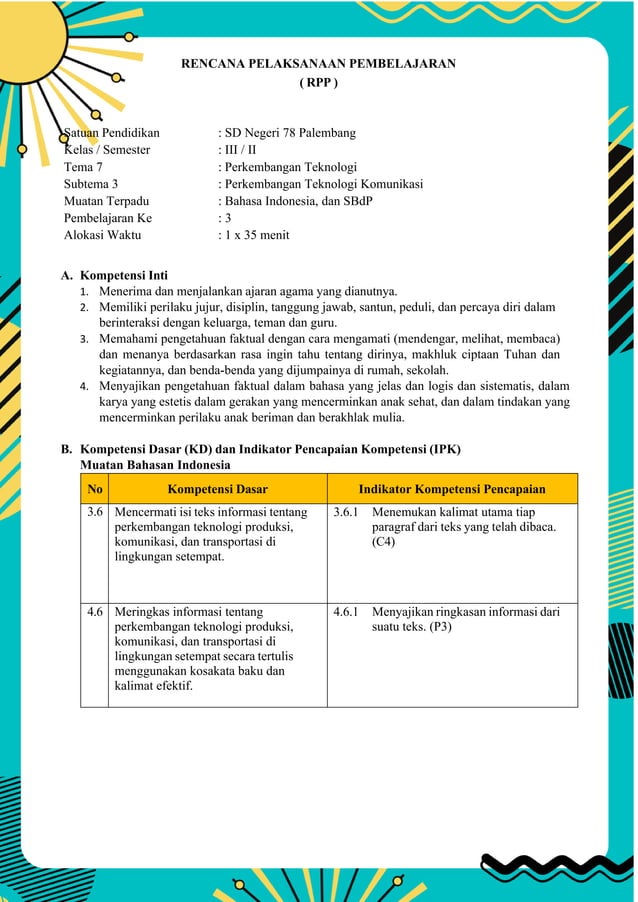 RPP FIKS KELAS 3 TEMA 7 PERKEMBANGAN TEKNOLOGI ALAT KOMUNIKASI .pdf