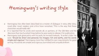 ERNEST HEMINGWAY and his works.pptx | Fiction | Books and Literature