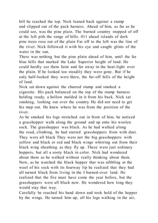 Ernest hemingway big two hearted river part i the train wen | PDF