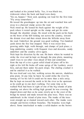 Ernest hemingway big two hearted river part i the train wen | PDF