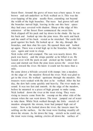 Ernest hemingway big two hearted river part i the train wen | PDF