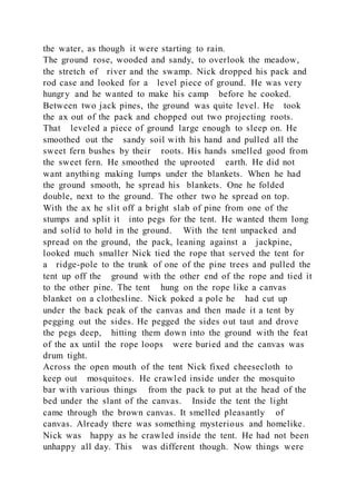 Ernest hemingway big two hearted river part i the train wen | PDF