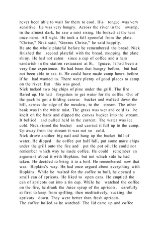 Ernest hemingway big two hearted river part i the train wen | PDF