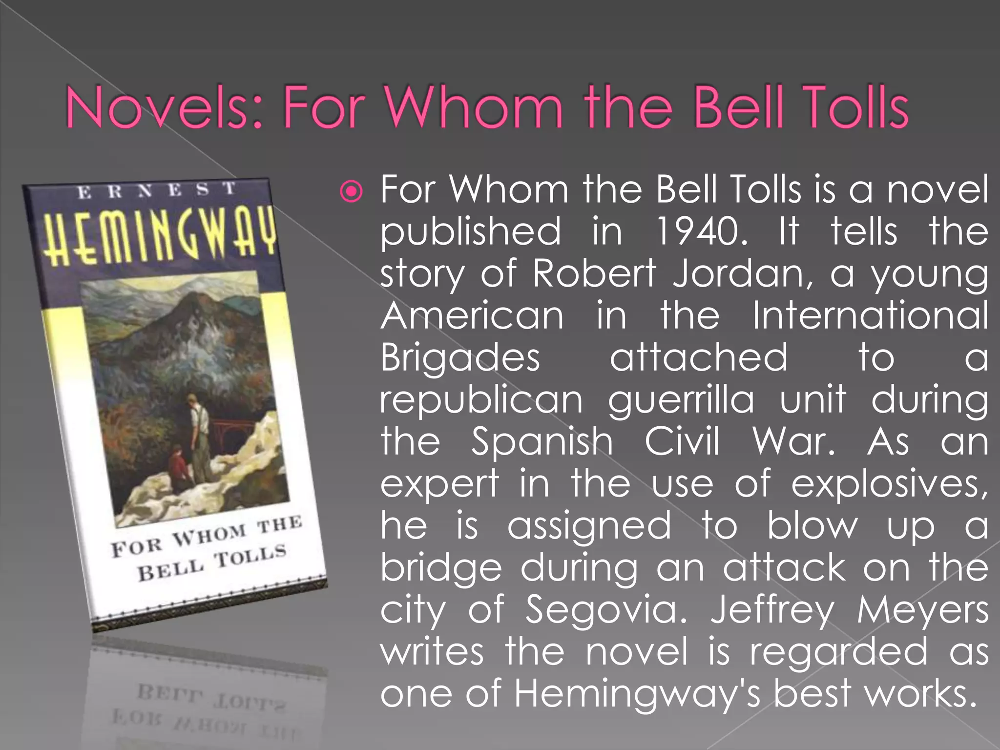 Ernest miller hemingway.8 | PPTX | Fiction | Books and Literature