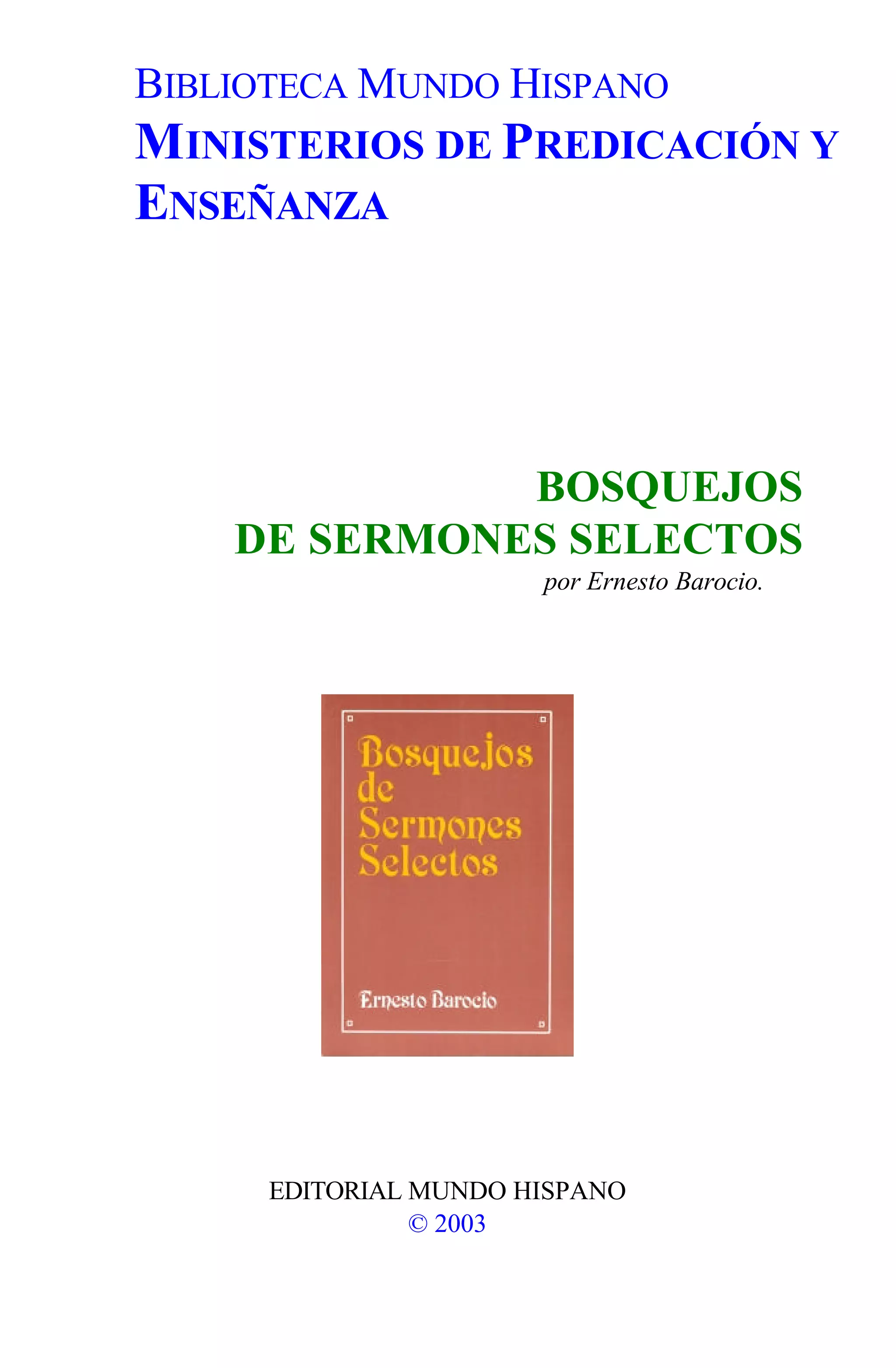 Bosquejo de Sermones Selectos - Ernesto Barocio | PDF