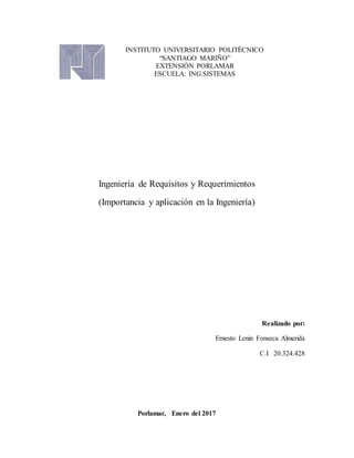 Ingeniería de Requisitos y Requerimientos (Importancia y aplicación en la Ingeniería) | DOCX ...