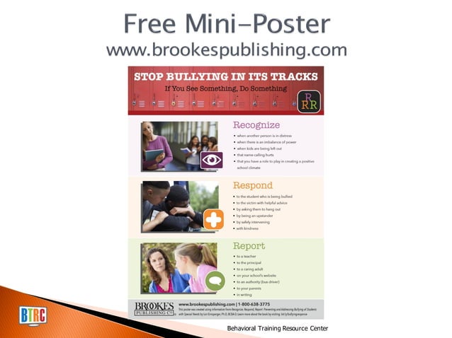 Recognize, Respond, Report: Preventing and Addressing Bullying of ...