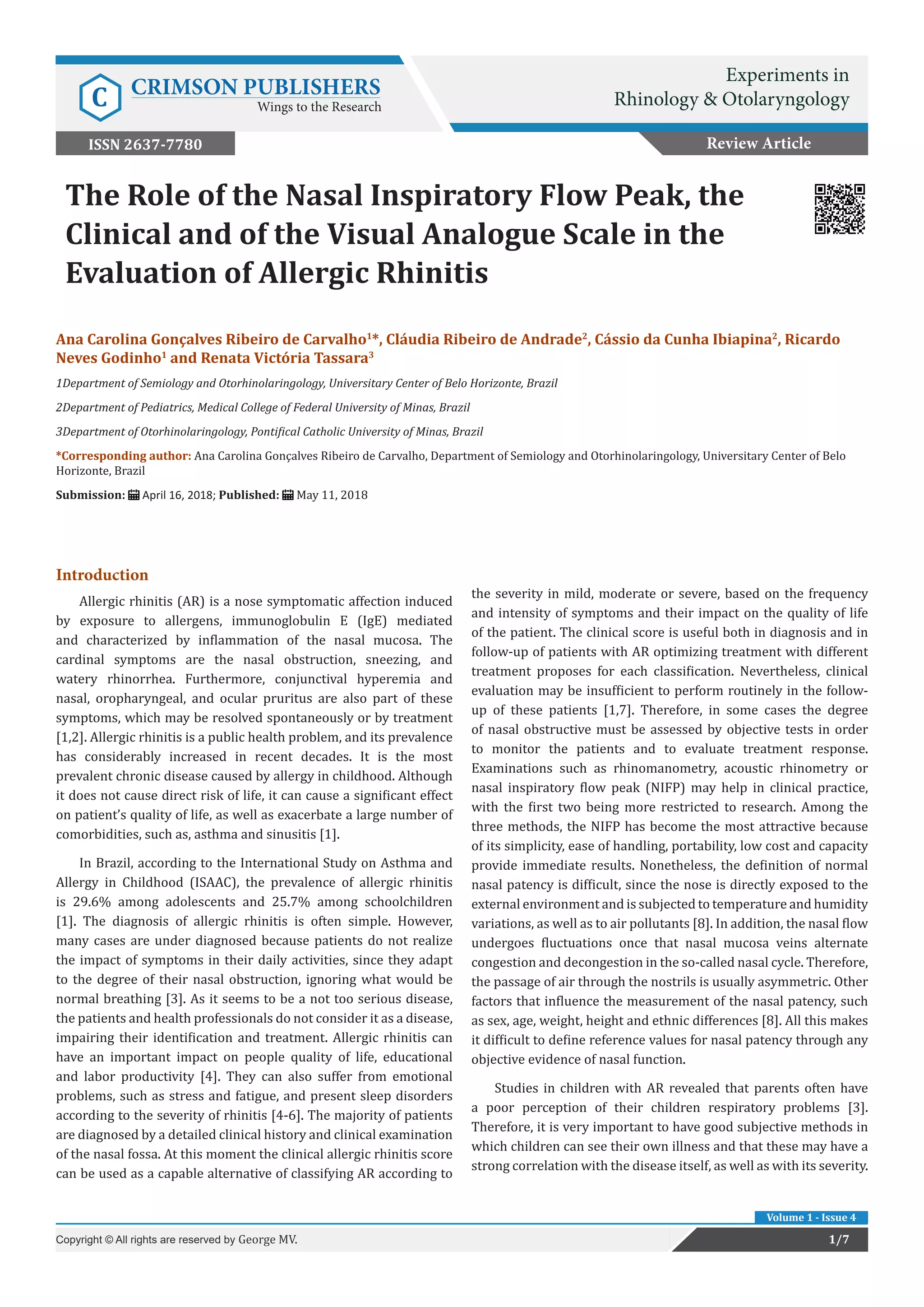 Crimson Publishers-The Role of the Nasal Inspiratory Flow Peak, the ...